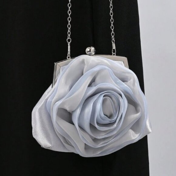 Bags | Silver Rose Evening Bag | Poshmark